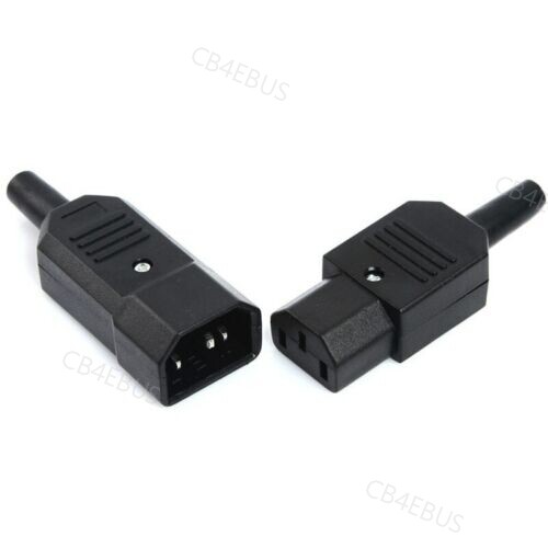 IEC Straight Cable Connector C13 C14 10A 250V Female Male Plug 3 Pin ...
