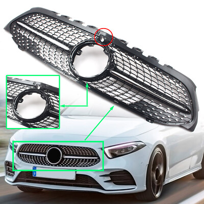 Black Front Bumper Grille For Mercedes Benz A-Class W177 2019-22 A200 ...