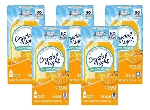 Crystal Light On The Go Citrus w/ Caffeine Drink Mix, 10-Packet Box ...