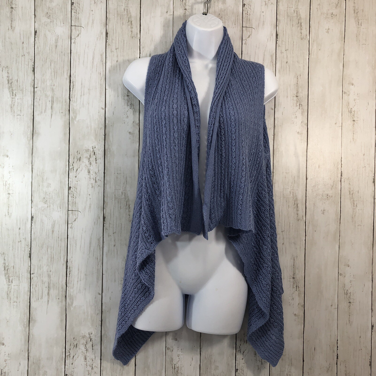 Jenny Waterfall Sweater Vest Blue Loose Knit L - Gem