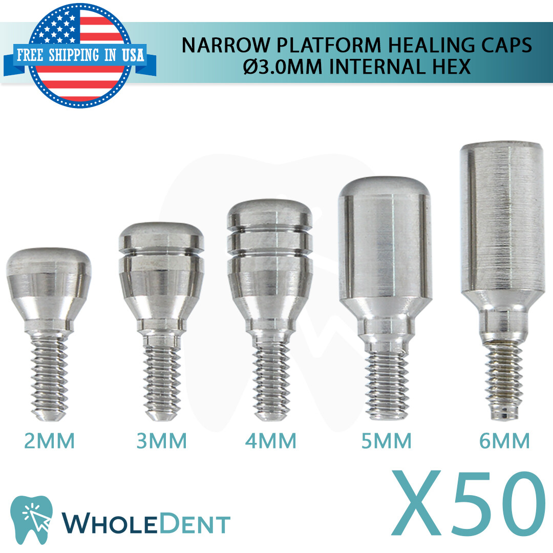 50x Narrow Platform Healing Caps Ø3.0mm Titanium Dental Implant ...