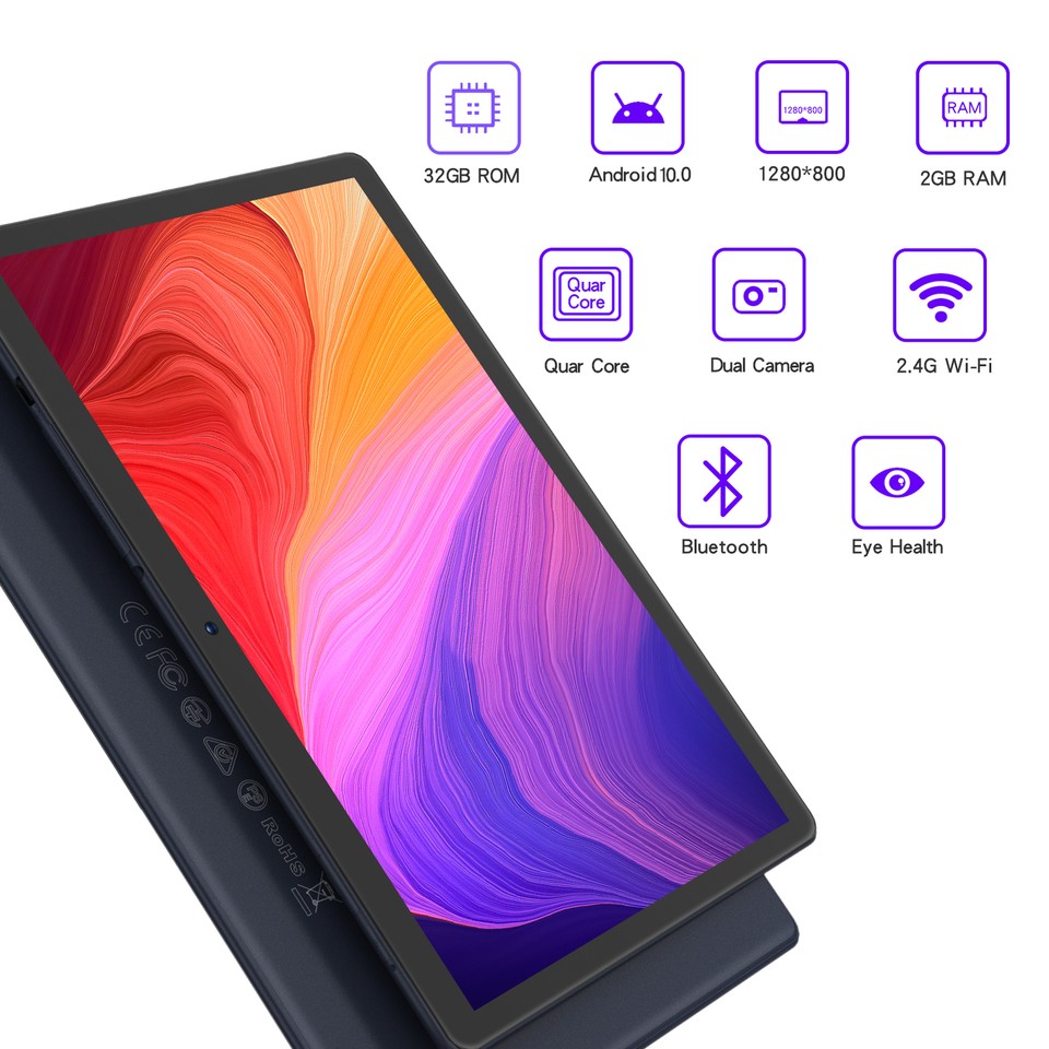 PRITOM 10 inch Android Tablet, 32GB 10" Pad Quad-Core Processor 5000mAh ...