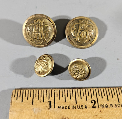 4 VINTAGE GRAND ARMY OF THE REPUBLIC BRASS BUTTONS 2 SIZES SCOVILL ...