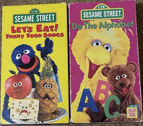 Sesame Street*LET S EAT +DO THE ALPHABET VHS Slipcases Grover, Big Bird ...
