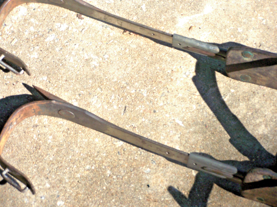 EARLY-M. Klein & Sons Pair Lineman's Pole Climbing Gaff Spikes Spurs ...