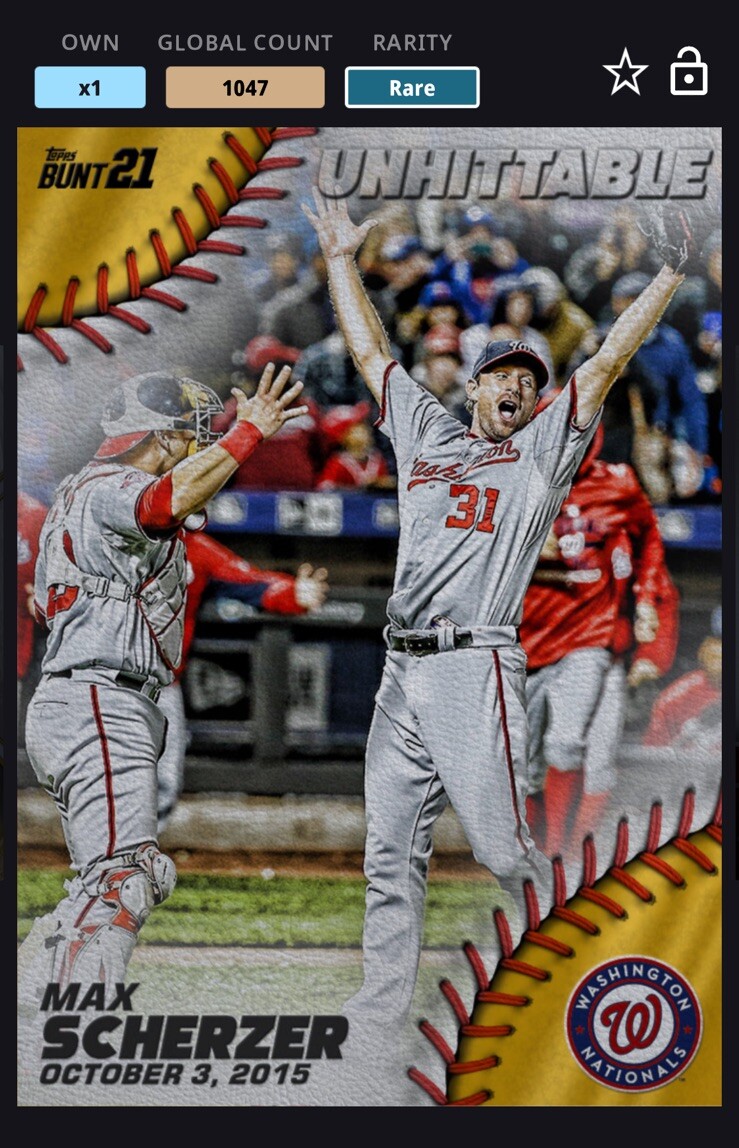 [DIGITAL CARD] Topps Bunt 2021 MAX SCHERZER UNHITTABLE GOLD, WSH ...