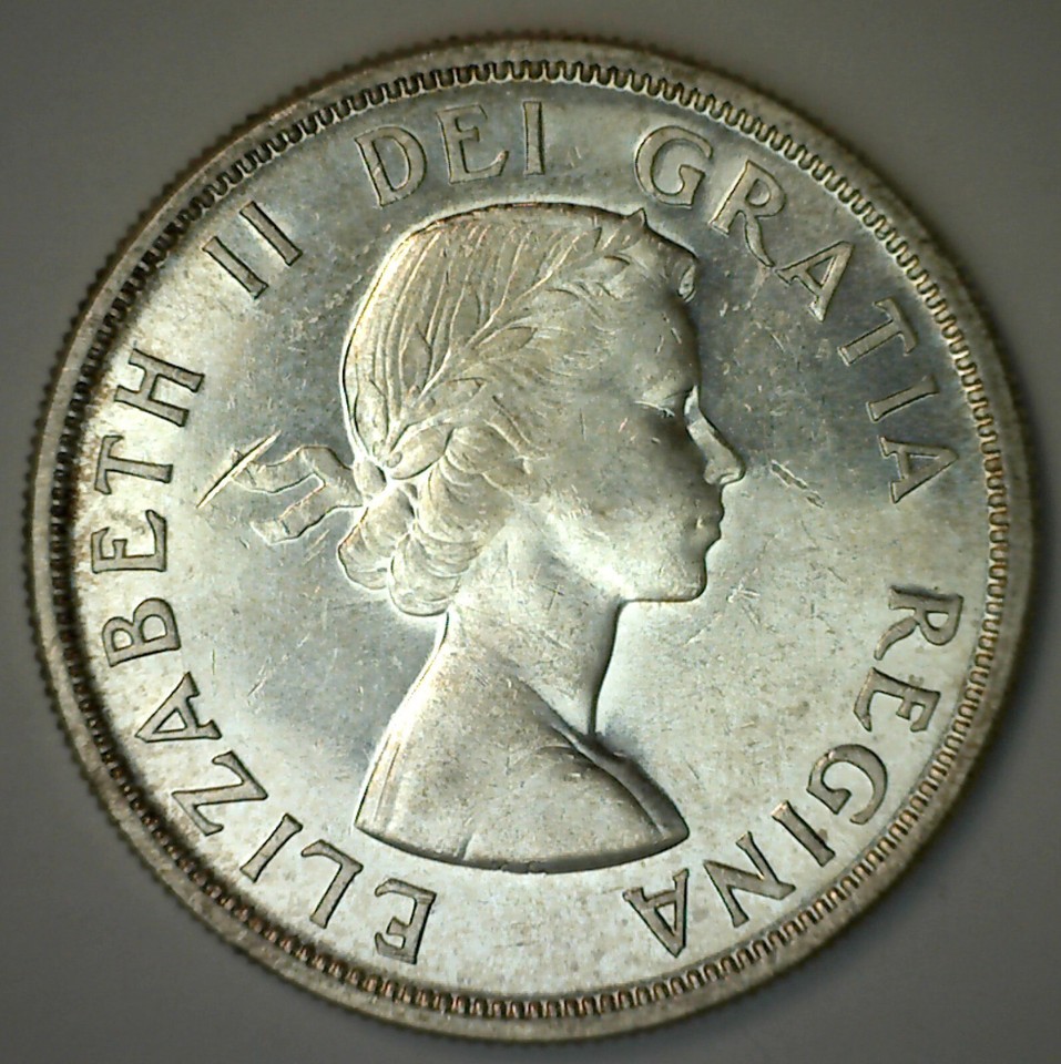 1957 Canada Silver Dollar Coin Voyageur Canoe Uncirculated Canadian BU ...