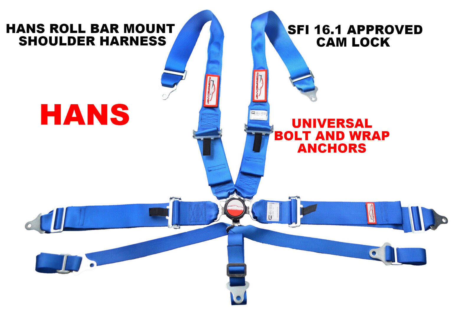 7 POINT 3" UNIVERSAL RACING HARNESS SFI 16.1 HANS CAM LOCK ROLL BAR ...