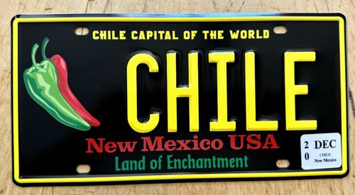 AWARD WINNING GRAPHIC VANITY RED GREEN LICENSE PLATE " CHILE " ROASTED ...