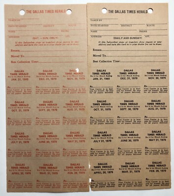 Rare Dallas Times Herald Newspaper 1979 & 1980 Paper Route Collection ...