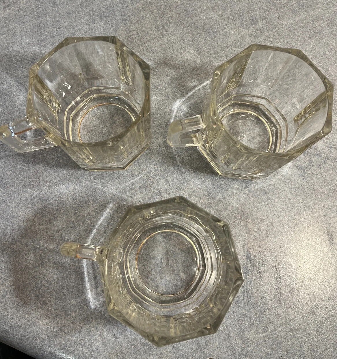 3 Vintage Crown Corning Dimensions Clear Paneled Mugs 3.25"T | eBay