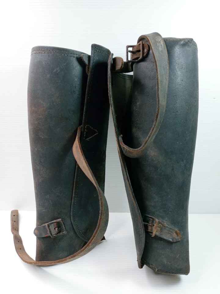 1926 LEATHER MILITARY SHIN GUARDS LEGGINGS GAITERS WORLD WAR 1 ERA | eBay