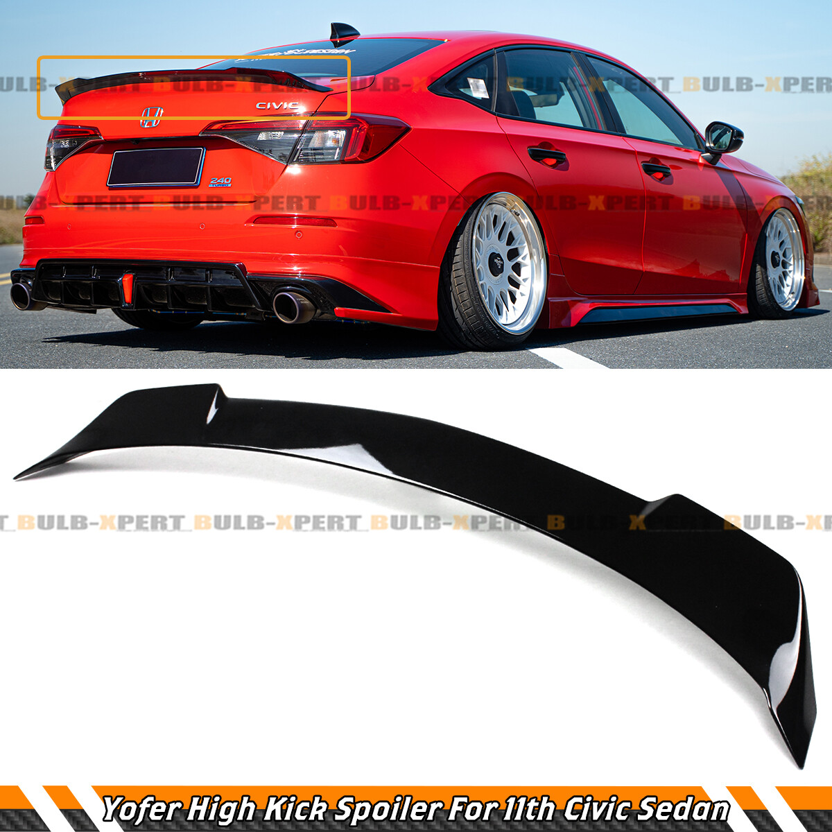 FOR 2022-25 11th Gen Honda Civic Sedan Yofer Gloss Black High Kick ...