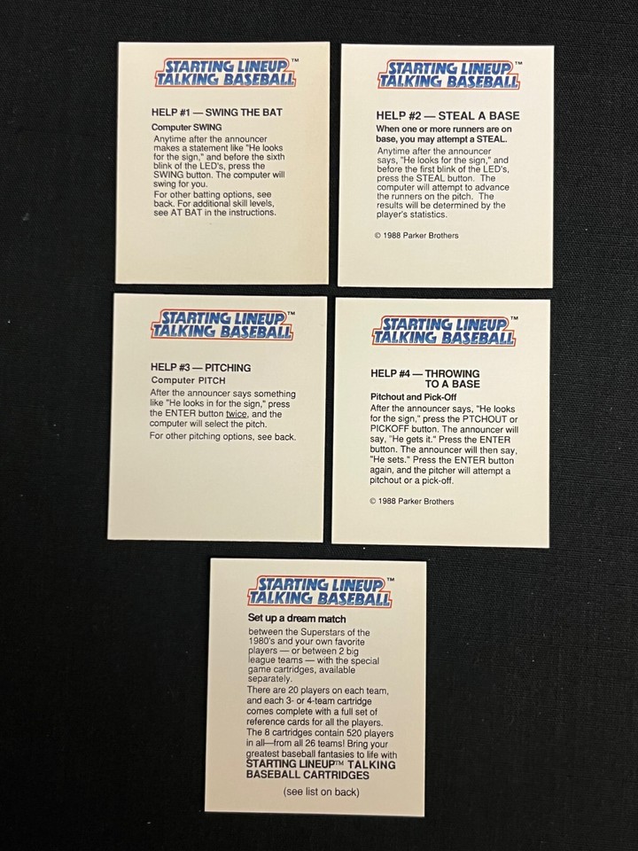 1988 Starting Lineup Talking Baseball complete card set - All-Stars ...