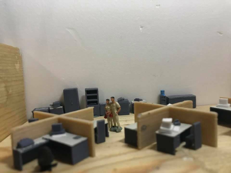 Ho 1/87 Scale Big Office Work Station Furniture Set Diorama Model Train ...
