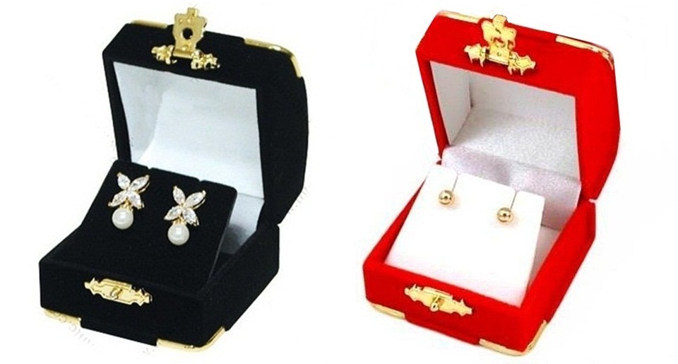 Red or Black Earring Box Velvet Earring Jewelry Gift Boxes Wholesale ...