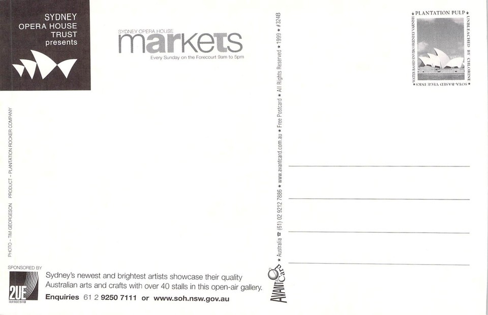 V03248 Australia Avant Card #3248 Sydney Opera House Markets postcard ...