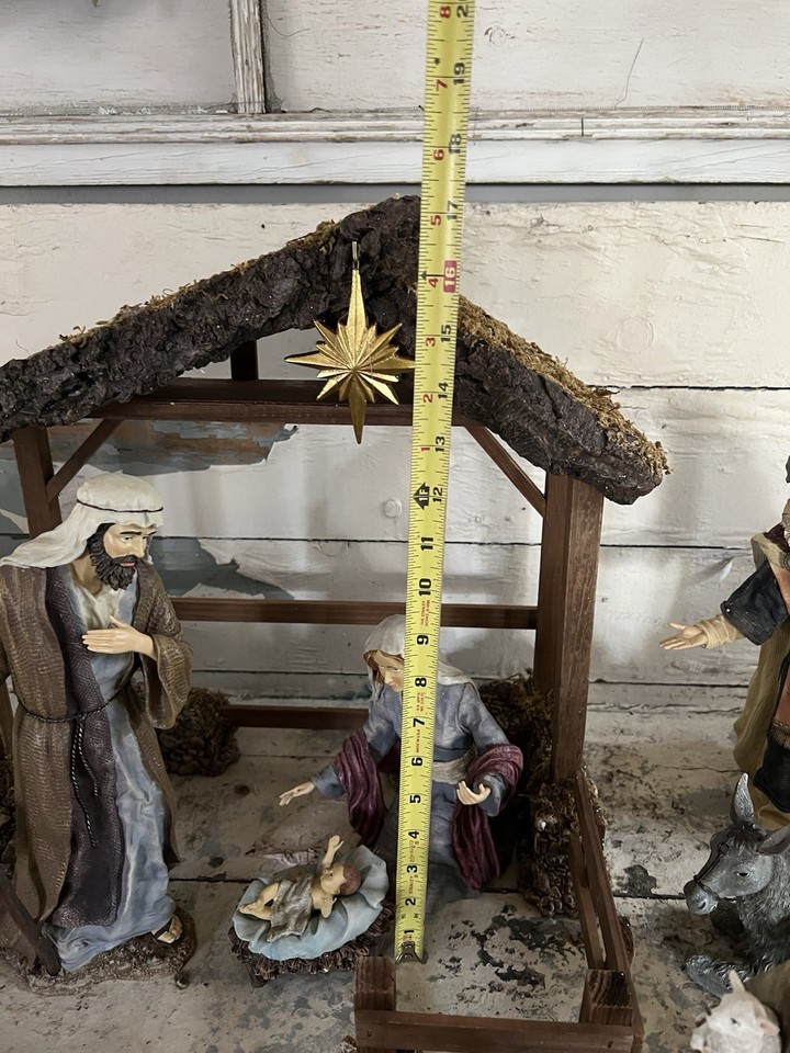 Nativity Set Large 16 Piece Hand-Painted Figures & Manger | eBay