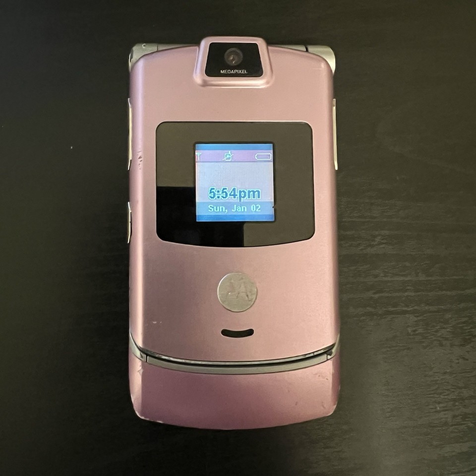 Motorola RAZR V3m Pink and Silver Tested Very Rare Cellular Flip Phone ...