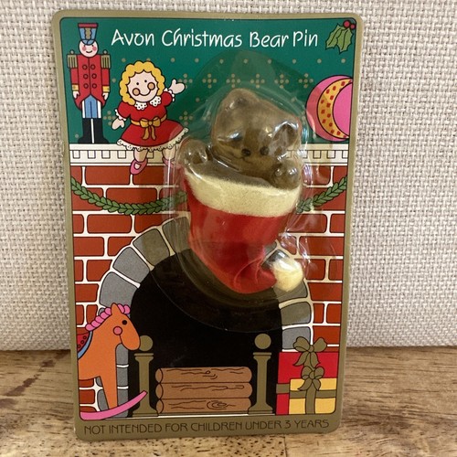 New Vintage 1984 Avon Christmas Bear Lapel Pin / Brooch Santa Hat | eBay