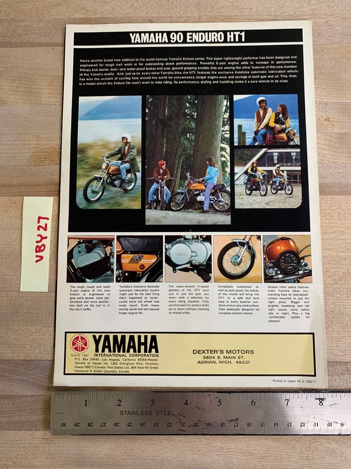 Used Vintage Yamaha 90 Enduro HT1 Motorcycle Brochure VBY27 VBB | eBay