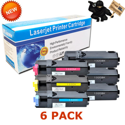 6 PK Black Color Toner Cartridge Combo Set for Dell 1320 1320C Laser ...