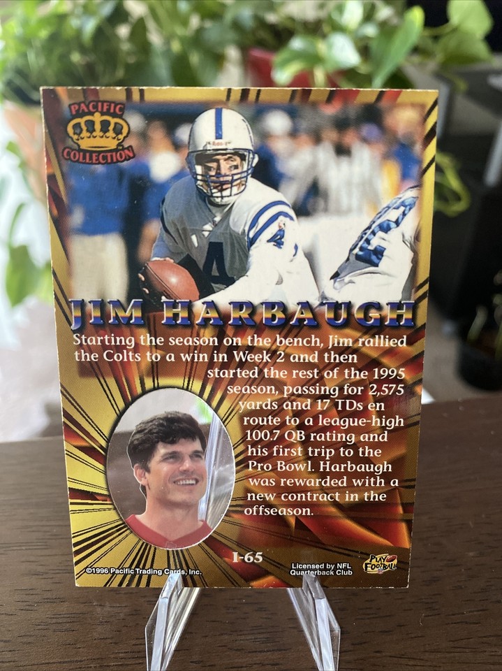 1996 Pacific Invincible Gold Colts Football Card #65 Jim Harbaugh | eBay