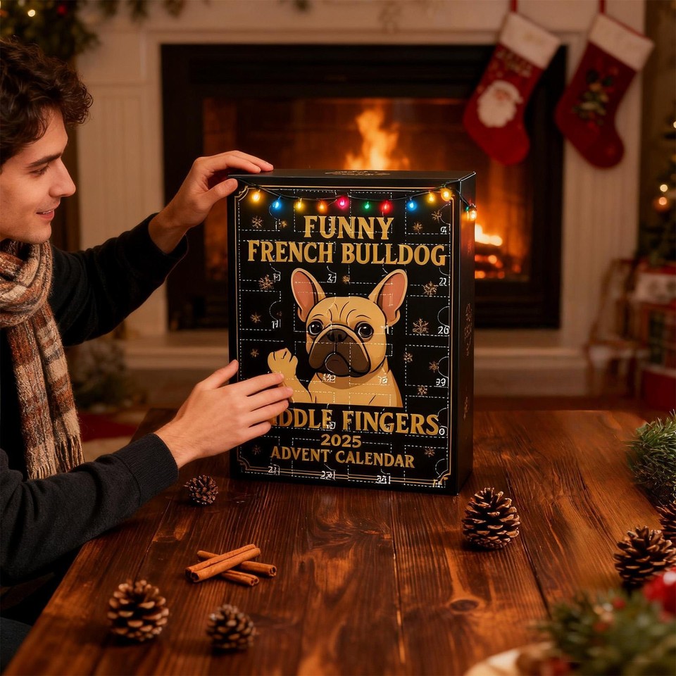 Funny Middle Finger French Bulldog Advent Calendar 2025 Acrylic ...