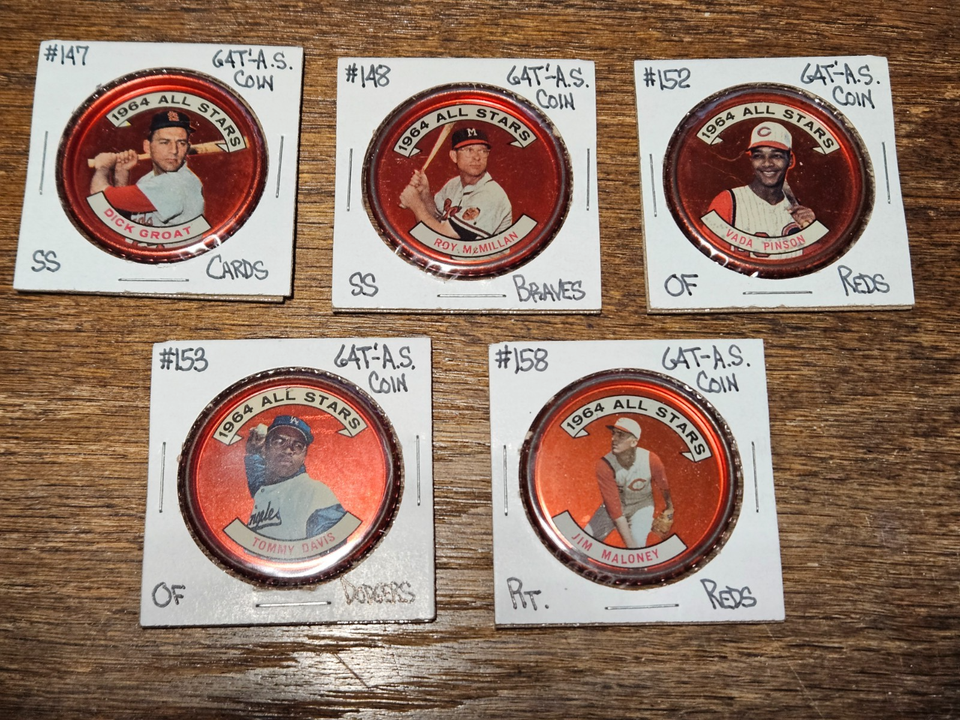 1964 TOPPS (ALL-STAR) COIN LOT-(25) Diff. STARS Incl-BOYER,GROAT,PINSON ...