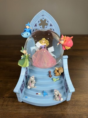 Rare Disney's Sleeping Beauty Aurora With Fairies Snow Globe Music Box ...