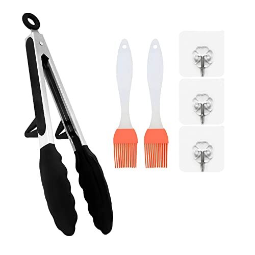 Pinze da cucina nere da 30,6 cm, pinze da cucina in silicone in acciaio ...