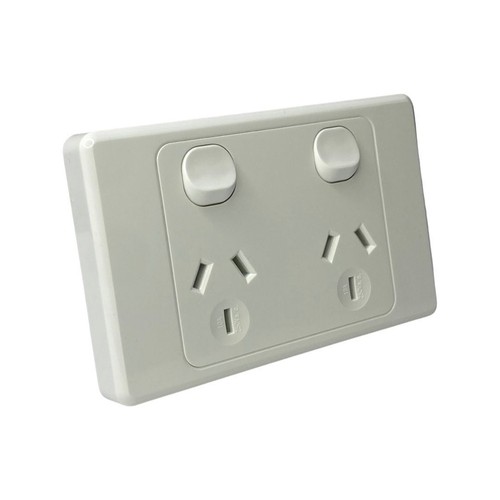 White 15A GPO Double Power Point Socket with Switch | eBay