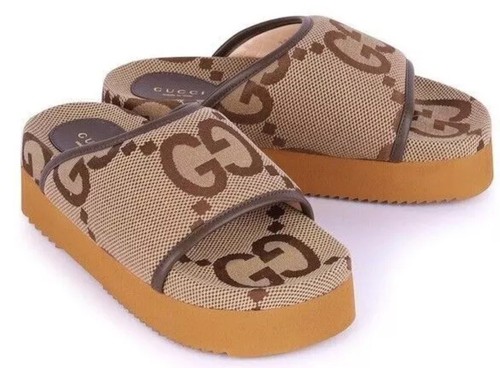 NIB Gucci Jumbo GG Monogram Platform Slides Sandals Shoes 36 | eBay