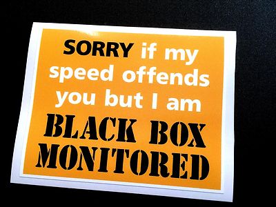 BLACK BOX MONITORED Young Driver Car Insurance Warning Sticker Decal 1 ...
