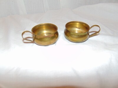Lot Of 2 Vintage Small Copper Cups/Mugs Soldered Handle 1" Tall x 2 ...
