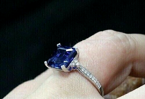 2CT Asscher Cut Lab Created Sapphire Engagement Ring 14K White Gold ...