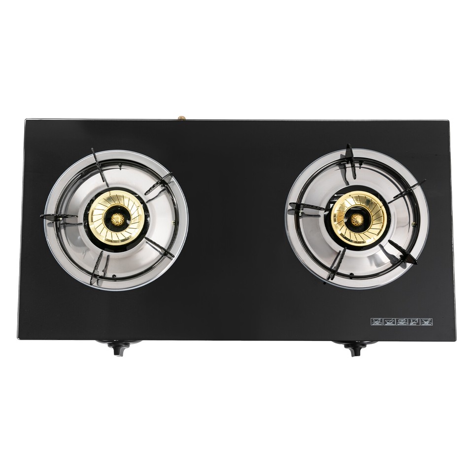 2-Burner Gas Stove Countertop Gas Stove Portable Auto Ignition LPG ...