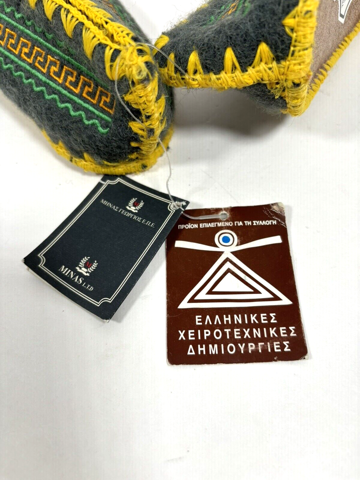 NEW MINAS Embroidery Traditional Greek Wool Slippers Non Slip Leather ...