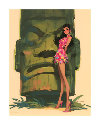 8x 10 Vintage Tiki Theme Hula Dancer Pin Up Art Print et16 | eBay