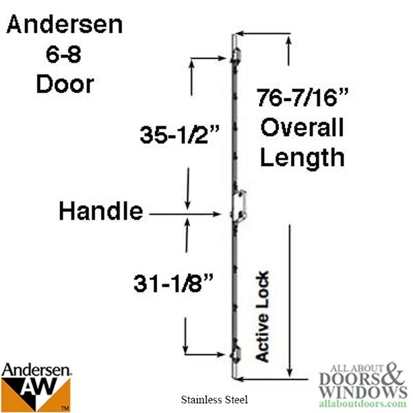 Andersen Active Multipoint Lock for 6 ft 8 in Frenchwood Hinged Door ...