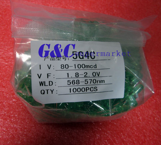1000pcs F5 5MM Green COLOR Green LIGHT Super Bright Bulb Lamp LED ...