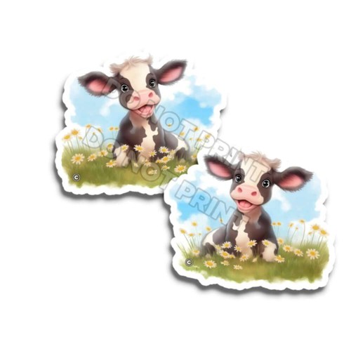 Baby Moo Cow Stickers Flowey Cute Calf Decals M33060 - Set of 2 | eBay
