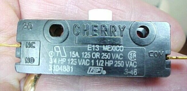 10 Cherry Micro Switches Microswitch 15A 3/4 HP 125V 0E1324EC Normally ...