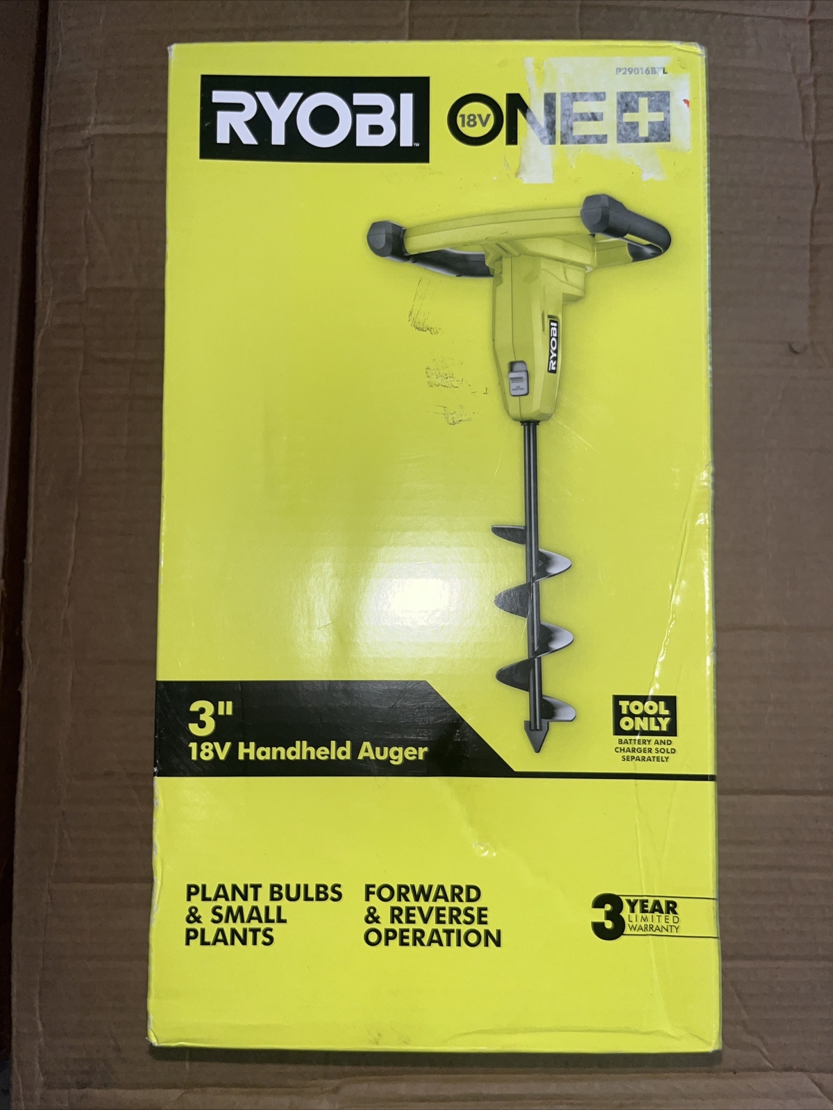 Ryobi Cordless Auger 18 Volt Portable Overmold Handle with 3 In. Bit ...