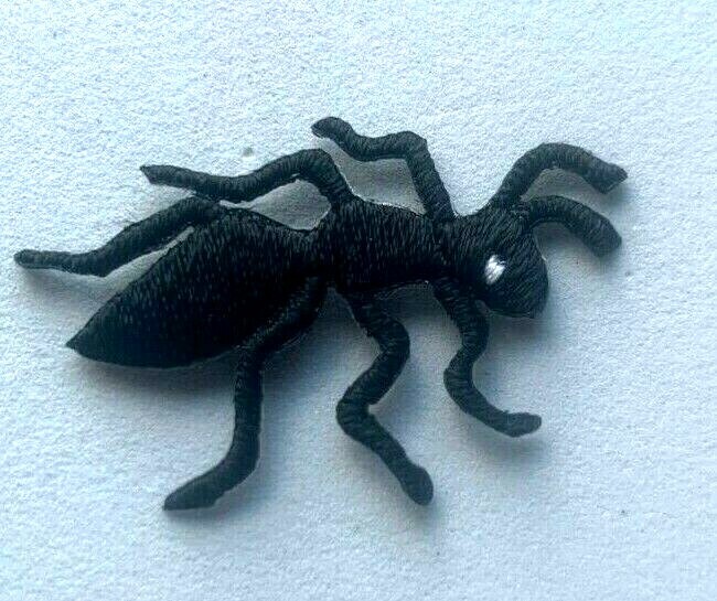 Black ant iron on embroidered patch select right or left 1-1/2" W X 1-1 ...