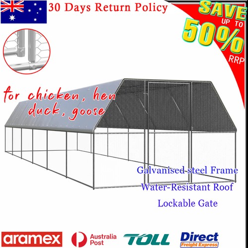 Large Birds Aviary Outdoor Chicken Cage Coop Chook Hen Pet House Steel ...