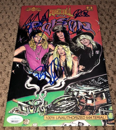 POISON SIGNED COMIC BOOK JSA AUTOGRAPH BRET MICHAELS CC DEVILLE RIKKI ...
