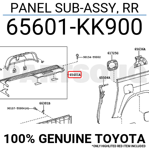 65601KK900 Genuine Toyota PANEL SUB-ASSY, RR 65601-KK900 | eBay