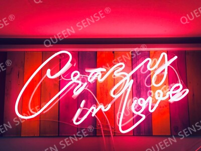 Crazy In Love Neon Sign Lamp Light 24x10 Glass Display Wall With