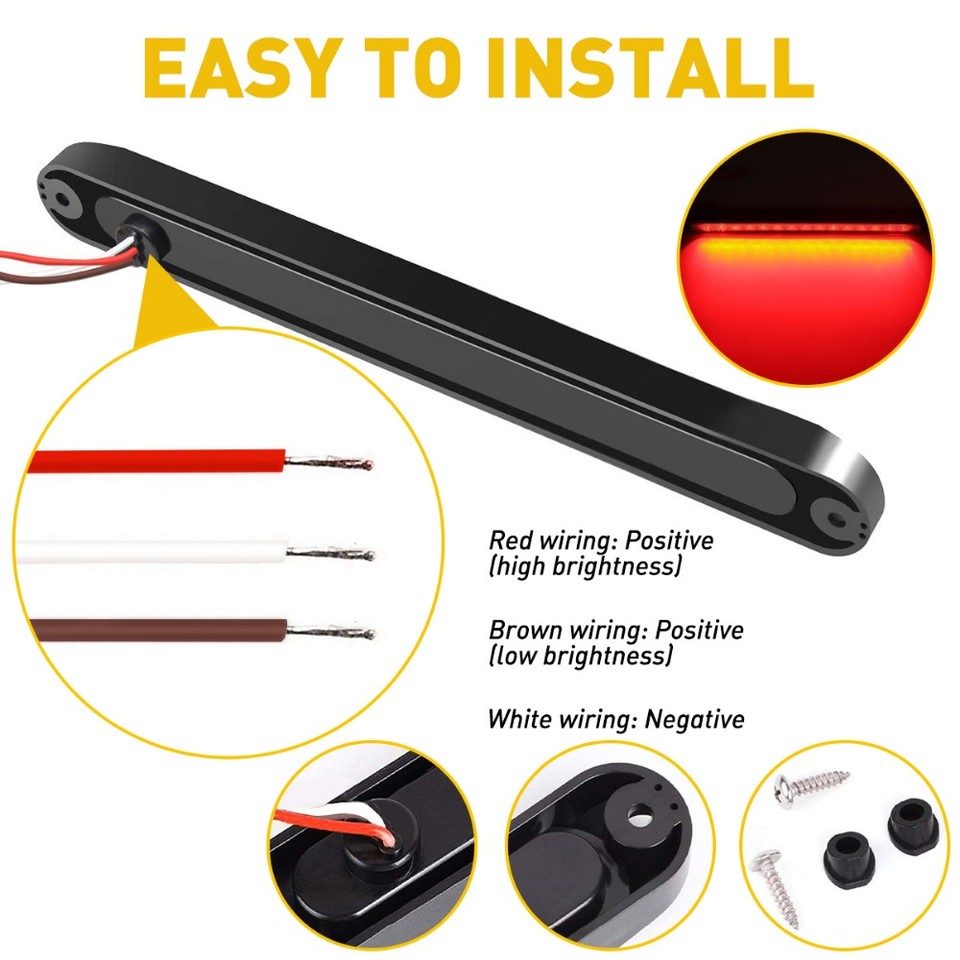 Red Reverse Tail Stop Third Brake Light Strip Bar for Truck Trailer ...